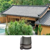 China Japanese Interlocking Wave Eaves J-Tile Smoke Gray Ceramic Roof Tile for Asian Style Roofs Japan Tea House for sale