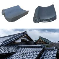 China Japanese Style Interlocking Clay Eaves Drip Tiles Weatherproof Dark Grey Roof Tile System for Traditional East Asian Slope Roofs for sale