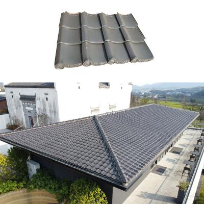 China Dark Grey Glazed Ceramic Kawara Eaves Tiles Japanese Style Glazed Roof Tiles for Resort Villa & Cultural Architecture for sale