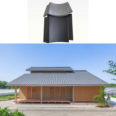 China Minimalist Japanese Flat Ceramic Kawara Tiles Matte Black Interlocking Roof Tiles for Timber Frame Houses for sale