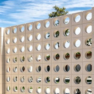 China White Concrete Round Hole Breeze Blocks Precast Cement Circular Aperture Screen Blocks for Villa Boundary & Patio Privacy Walls for sale