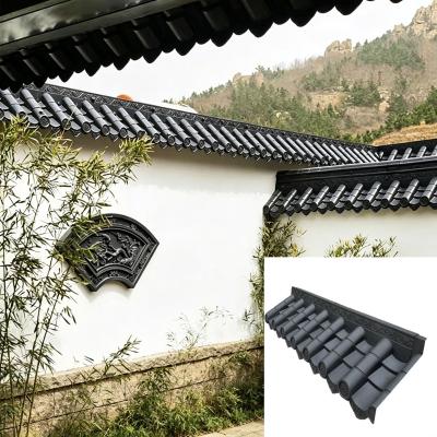 China Synthetic PVC Courtyard Wall Roof Tile Caps Outdoor Plastic Wall Coping Sheets for Asian Garden Perimeter Walls for sale