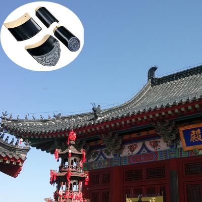 China Chinese Style Roof Glossy Black Glazed Roof Tiles and Accessories Ridge Cap Tile for Traditional Temple & Modern Buildings for sale