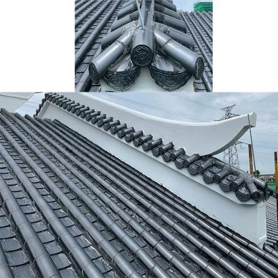 China Black Glazed Chinese Roof Tiles Traditional Clay Roofing Tiles with Eaves & Ridge Tiles for Temple Pavilion Garden Projects for sale