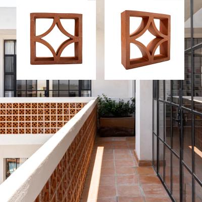 China Diamond Pattern Terracotta Breeze Blocks Geometric Hollow Clay Screen Vent Blocks for Outdoor Patio Partition for sale