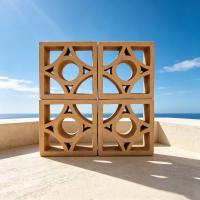China Natural Terracotta Breeze Blocks Earthy Yellow Clay Decorative Ventilation Blocks Indoor & Outdoor Decorative Space Dividers for sale