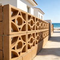 China Natural Terracotta Breeze Blocks Earthy Yellow Clay Decorative Ventilation Blocks Indoor & Outdoor Decorative Space Dividers for sale