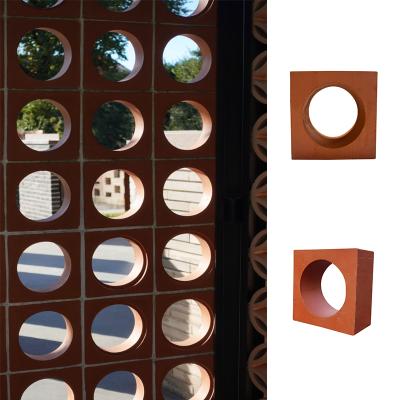 China Geometric Round Aperture Terracotta Screen Bricks Architectural Ventilation Breeze Block for Decorative Light-Shadow Walls for sale