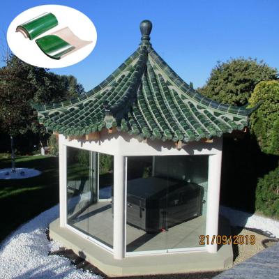 China Traditional Chinese green glazed roof tiles for Asian gazebo for sale