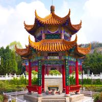 China Antique Hexagon Wooden Garden Gazebo Outdoor 2.5 M Chinese Pavilion for sale