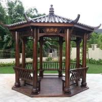China Hexagonal Chinese Wood Gazebo Outdoor Garden Pagoda Pavilion 2.6m for sale