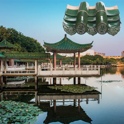 China Chinese Gazebo Green Glazed Roof Tiles Terracotta Handmade Tea House Garden for sale