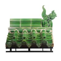 China Green Japanese Glazed Roof Tile Plain Old Tiled Roof House Handmade Sculpture for sale