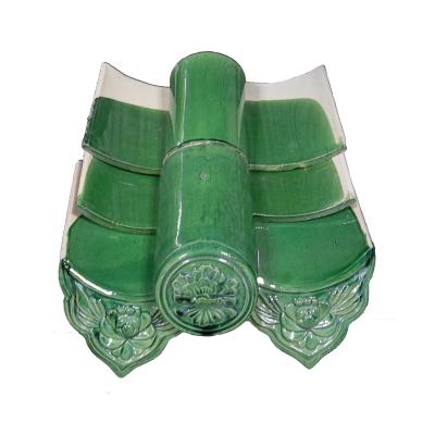 China Pagoda Green Chinese Glazed Roof Tiles Buddhist Temple 220mm 200mm for sale