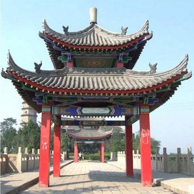 China Unglazed Temple Chinese Clay Roof Tiles Decorations Temple Old Pergola for sale