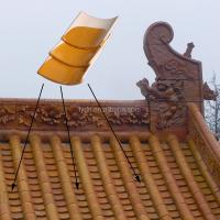 China Asian Buddhist Chinese Roof Ornaments Glazed Temples Decoration Golden Yellow for sale