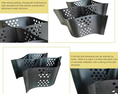 China Sandy Yellow Black High Tensile Honeycomb Geocell 100-445mm Raw Material Hdpe Geo Cell For Railway for sale