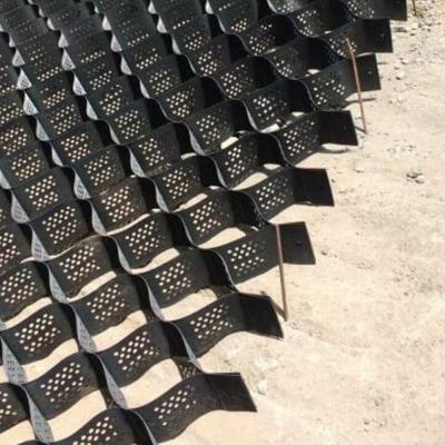 China Smooth And Perforated  Honeycomb Black HDPE Geocell For Road Base Stabilization for sale