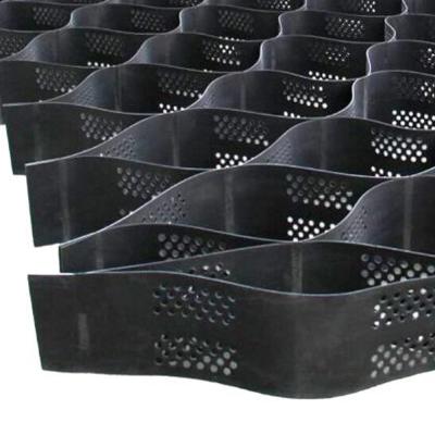 China HDPE Plastic Geocell Honeycomb Textured Perforated Gravel Grid Geocells 100-445mm for sale
