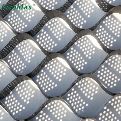China HDPE Geocell For Channel Protection Water Proof Ground Grid Gravel Mat 200mm Height 356mm Welding Space Textured Perforated for sale