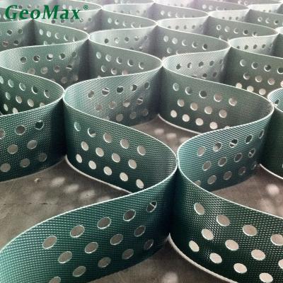China High Strength 150mm Height HDPE Geocell Ground Grid Perforated ESCR OIT For Soil Stablization for sale