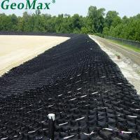 China Black HDPE Geocell 200mm Height 445mm Welding Space For Retaining Walls River Walls Gabion Replacement Vegetated Wall for sale