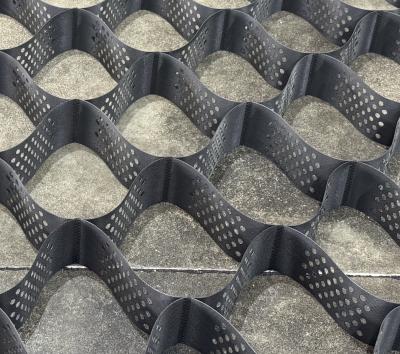 China Black HDPE Geocell 75mm 356mm Weld Spacing For Parking Area Reinforcement for sale