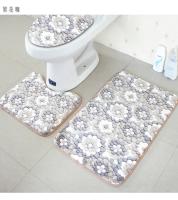 China Polyester Bathroom Rug Set 3 Piece Toilet Lid Cover Waterproof Machine Washable 40x50cm for sale