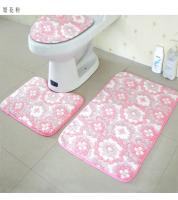 China Polyester Bathroom Rug Set 3 Piece Toilet Lid Cover Waterproof Machine Washable 40x50cm for sale