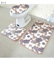 China Polyester Bathroom Rug Set 3 Piece Toilet Lid Cover Waterproof Machine Washable 40x50cm for sale