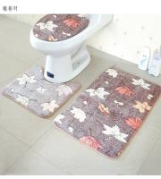 China Polyester Bathroom Rug Set 3 Piece Toilet Lid Cover Waterproof Machine Washable 40x50cm for sale