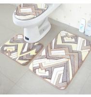 China Polyester Bathroom Rug Set 3 Piece Toilet Lid Cover Waterproof Machine Washable 40x50cm for sale
