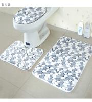 China Polyester Bathroom Rug Set 3 Piece Toilet Lid Cover Waterproof Machine Washable 40x50cm for sale