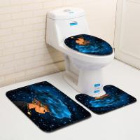 China Polyester Cartoon Toilet Lid Cover and Rug Set 80x50cm Custom OEM ODM for sale