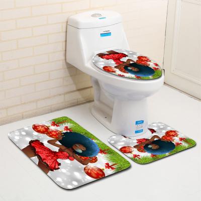 China Polyester Cartoon Toilet Lid Cover and Rug Set 80x50cm Custom OEM ODM for sale