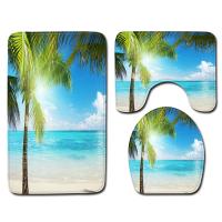 China Washable Polyester Toilet Mat Set 50x80cm Sea Sand Beach Bath Mat for sale