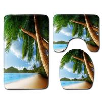 China Washable Polyester Toilet Mat Set 50x80cm Sea Sand Beach Bath Mat for sale