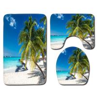 China Washable Polyester Toilet Mat Set 50x80cm Sea Sand Beach Bath Mat for sale