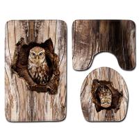 China Non Slip Pet Toilet Lid Cover Bathroom Mat 3 Piece Set 45x37cm Polyester for sale