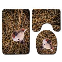 China Non Slip Pet Toilet Lid Cover Bathroom Mat 3 Piece Set 45x37cm Polyester for sale