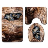 China Non Slip Pet Toilet Lid Cover Bathroom Mat 3 Piece Set 45x37cm Polyester for sale