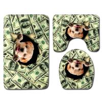 China Non Slip Pet Toilet Lid Cover Bathroom Mat 3 Piece Set 45x37cm Polyester for sale