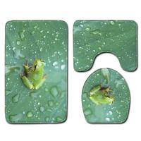 China Non Slip Pet Toilet Lid Cover Bathroom Mat 3 Piece Set 45x37cm Polyester for sale