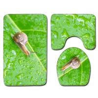 China Non Slip Pet Toilet Lid Cover Bathroom Mat 3 Piece Set 45x37cm Polyester for sale