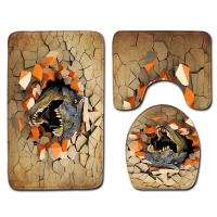 China Non Slip Pet Toilet Lid Cover Bathroom Mat 3 Piece Set 45x37cm Polyester for sale