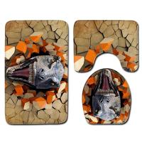 China Non Slip Pet Toilet Lid Cover Bathroom Mat 3 Piece Set 45x37cm Polyester for sale