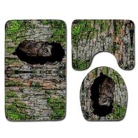 China Non Slip Pet Toilet Lid Cover Bathroom Mat 3 Piece Set 45x37cm Polyester for sale