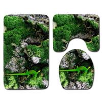 China Non Slip Pet Toilet Lid Cover Bathroom Mat 3 Piece Set 45x37cm Polyester for sale