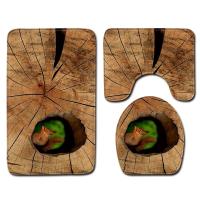 China Non Slip Pet Toilet Lid Cover Bathroom Mat 3 Piece Set 45x37cm Polyester for sale