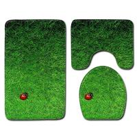 China Non Slip Pet Toilet Lid Cover Bathroom Mat 3 Piece Set 45x37cm Polyester for sale